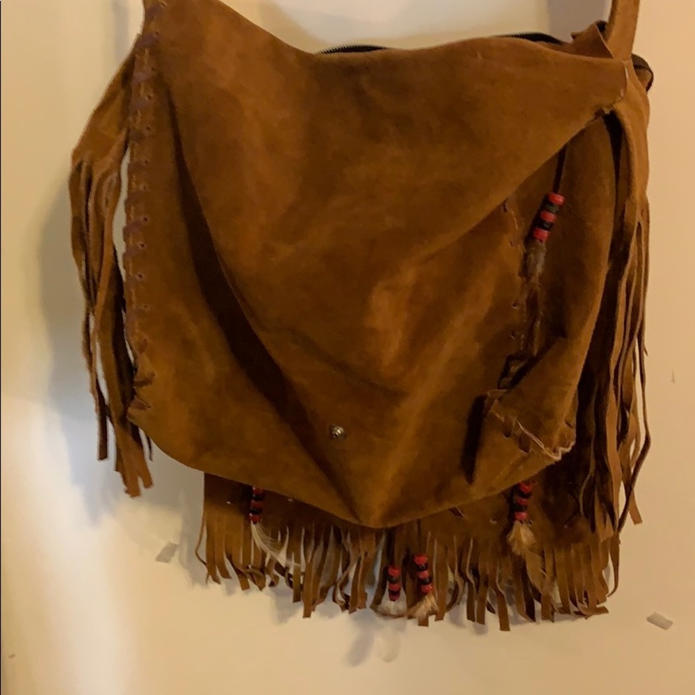 Beautiful Vintage Suede Boho Messenger Bag - Gem